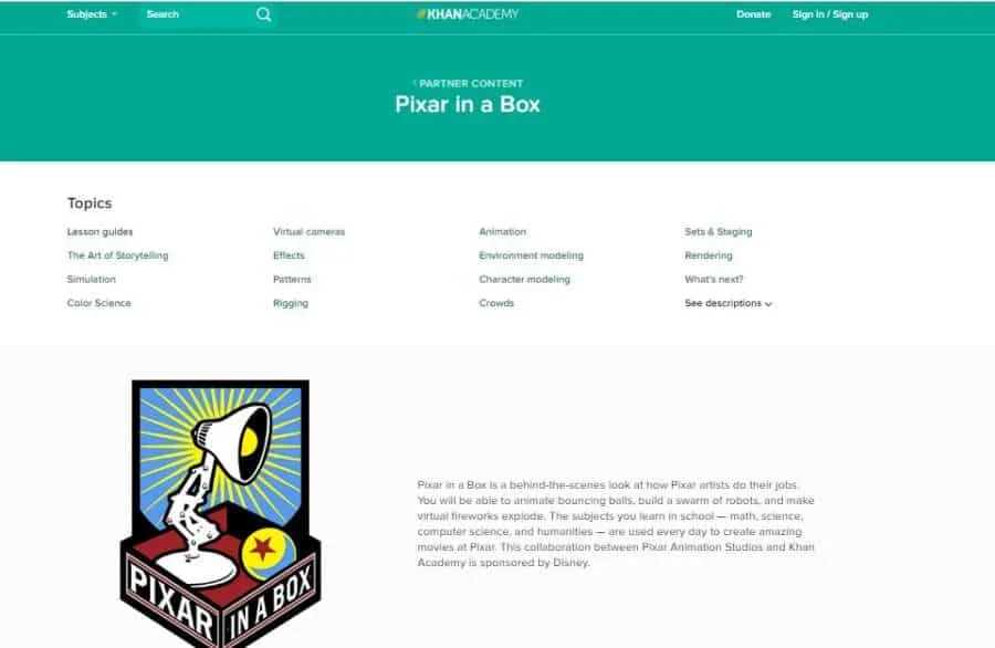 Learning At Home with Pixar In A Box